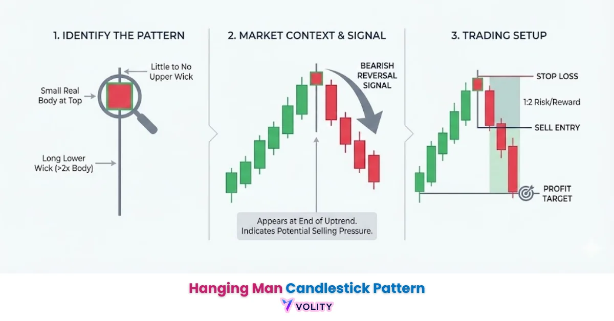 Hanging Man Candlestick Pattern Guide 2026 | Bearish Reversals